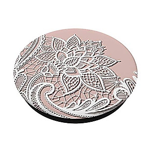 Rose Pink Floral Lace Mandala Phone Popper PopSockets Swappable PopGrip