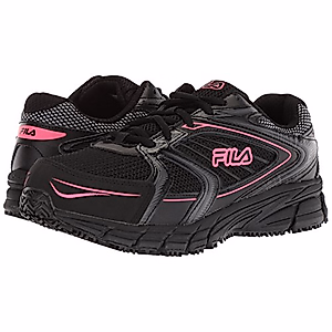 Fila Women's Memory Reckoning 8 Slip Resistant Steel Toe Running Shoe Sr St, Black/Black/KOPK, 6