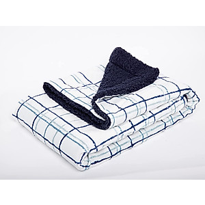 Lila & Jack Reversible Mink and Sherpa Baby Blanket, Newborn - Toddler Blanket 30 X 40 Inches (Mix Grid)