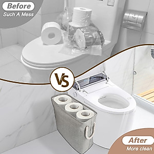 RvioMuqo Large Toilet Paper Storage Basket - Free Standing Holder for Mega Rolls, Bathroom Accessories Organizer, Grey, 1 Pack