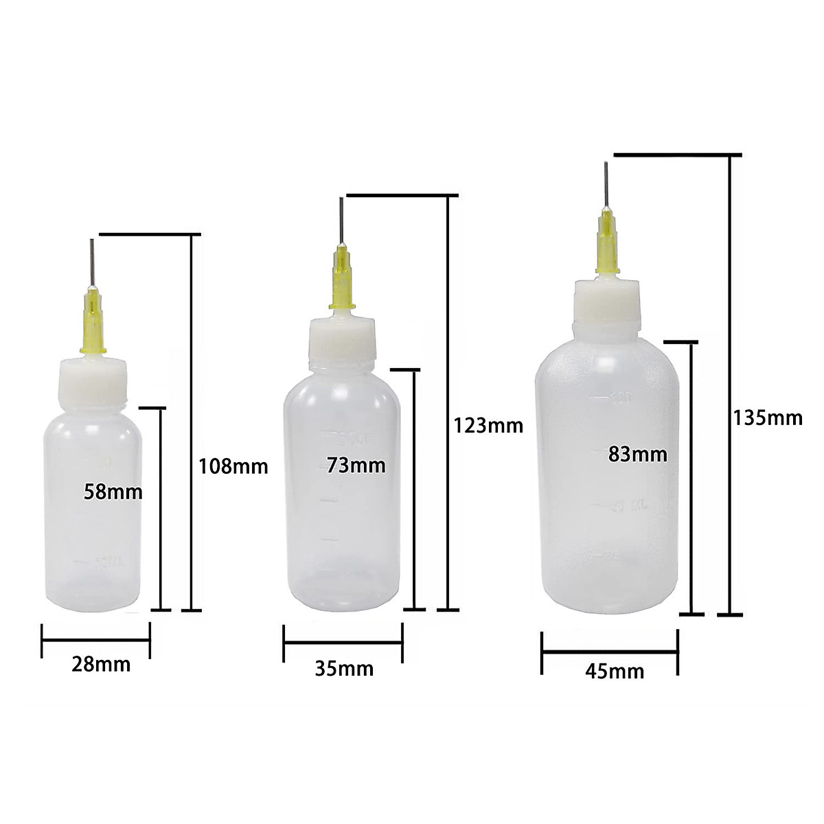 NANSHINE 12pcs 30ml(1oz) Precision Tip Applicator Bottle Needle Tip Glue Bottles Squeeze Plastic Bottles,Dispensing Needle Precisely Delivery Grease,Oil Dispensing,Liquid Glue and Ink