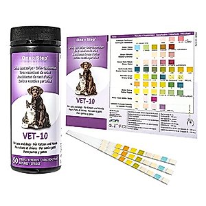 One Step Pet Urine Test Strips, 50 x Urinalysis Parameter Tests for Dogs, Cats, Vets & Animals. Accurate Testing for Veterinarians Detects UTI, Diabetes, Bladder, Kidney, Liver, SG, pH, Glucose