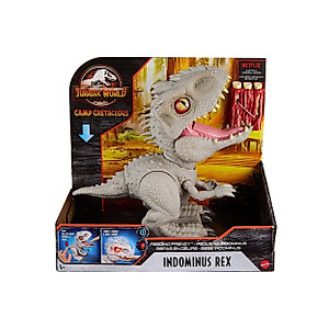 Mattel Jurassic World Toys Camp Cretaceous Feeding Frenzy Indominus Rex Interactive Dinosaur, Bite Reflex, Toy Ribs, Lights & Sounds, Authentic Detail, Ages 4 Old & Up [Amazon Exclusive]