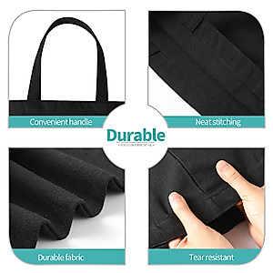 YOUKE OLA 20 Pieces Canvas Tote Bags Reusable Grocery Large Blank Canvas Tote Bags for Heat Transfer Vinyl DIY Decorating and Crafting 14" x16”Black