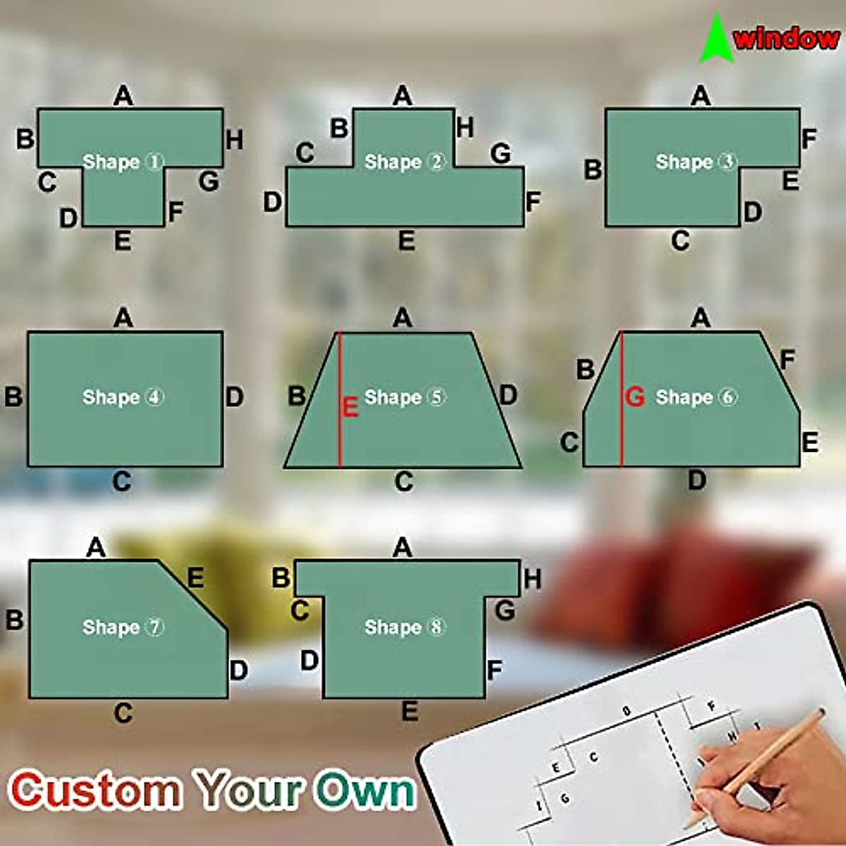 Custom Bench Cushion Angled Trapezoid Shape Bay Window Seat Upholstery Foam for Indoor Outdoor Non-Slip Bottom Design Washable Linen Cover Dark Grey