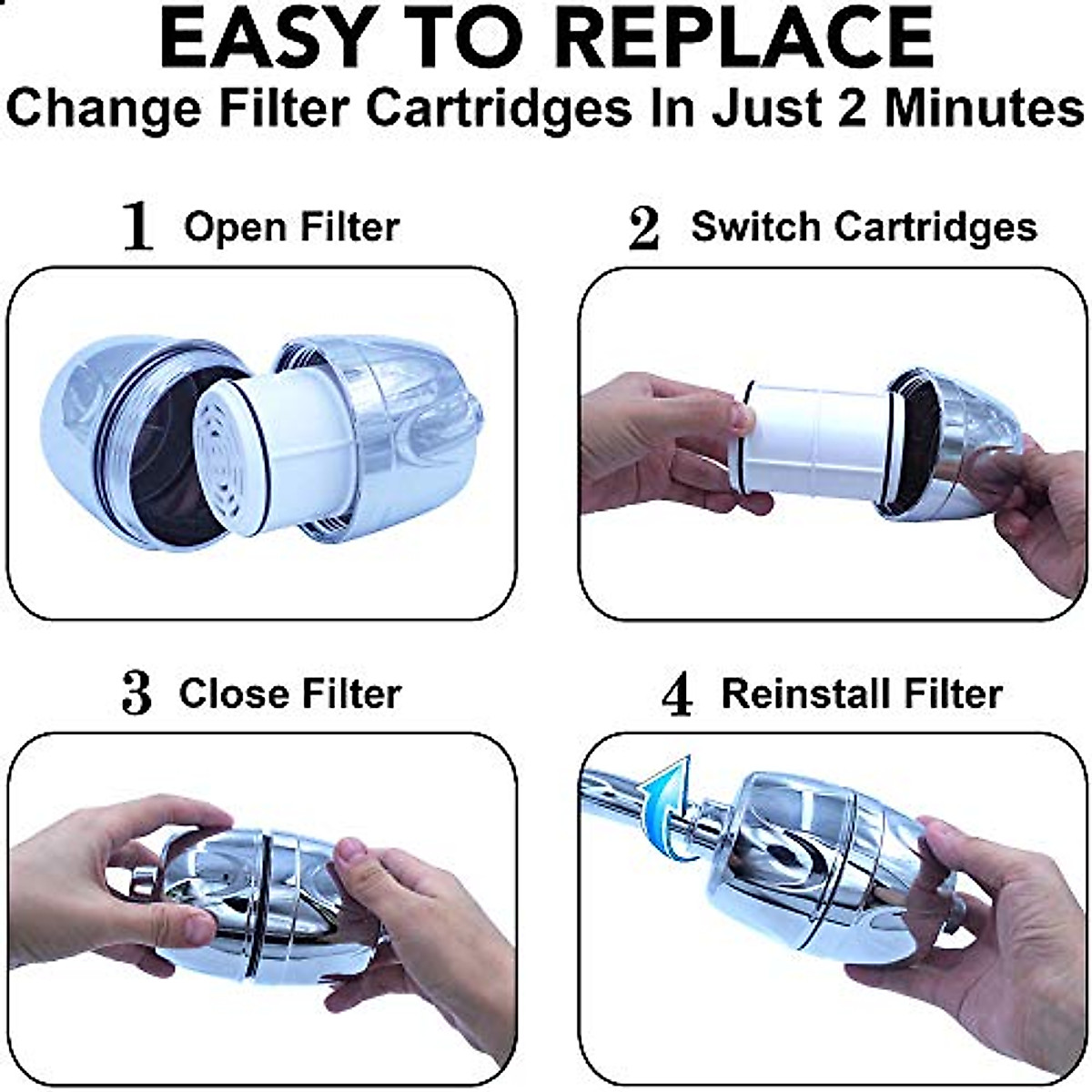 Aqua Elegante Replacement Cartridge For High Output Shower Filter - Home Showerhead Filters To Remove Chlorine + Hard Minerals - Bath Purifier And Filtered Softener System - Replacement Cartridge