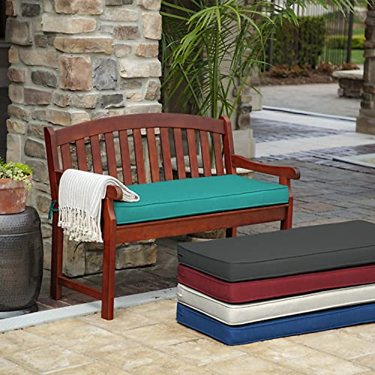 Arden Selections Outdoor Bench Cushion 18 x 46, Surf Teal