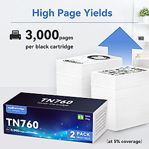 MYCARTRIDGE SUPRINT TN760 Compatible Toner Cartridge Replacement for Brother TN760 TN-760 TN730 High Yield Black Toner for HL-L2350DW MFC-L2750DW DCP-L2550DW HL-L2370DW Printer 2-Pack TN-760 Toner