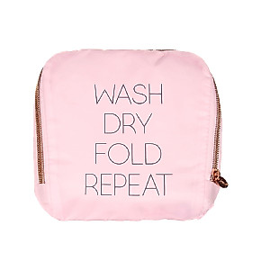 Miamica Soft Travel Laundry Bag with Zipper and Drawstring, Pink, 21” x 22” – Keep Your Dirty Clothes Separate and Your Suitcase Organized – Expandable, Durable, and Foldable Laundry Bag