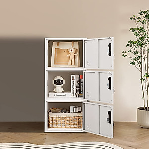 MAITER 3 Door Vertical Stackable Storage Cabinet with Lock,Metal Lcoker,Organizer for Office, Home, Gym,School,Employee,Kids