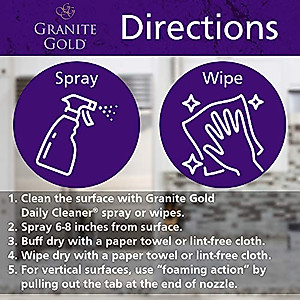 Granite Gold Polish Spray, Streak-Free Shine for Granite, Quartz, Marble, Travertine, Natural Stone Countertops, 24 Fl Oz (Pack of 1)