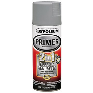 Rust-Oleum 260510 Automotive 2-in-1 Filler & Sandable Primer, 12 Ounce (Pack of 1), Gray & 249418 Automotive Sandable Primer Spray Paint, 12 Fl Oz (Pack of 1), Black