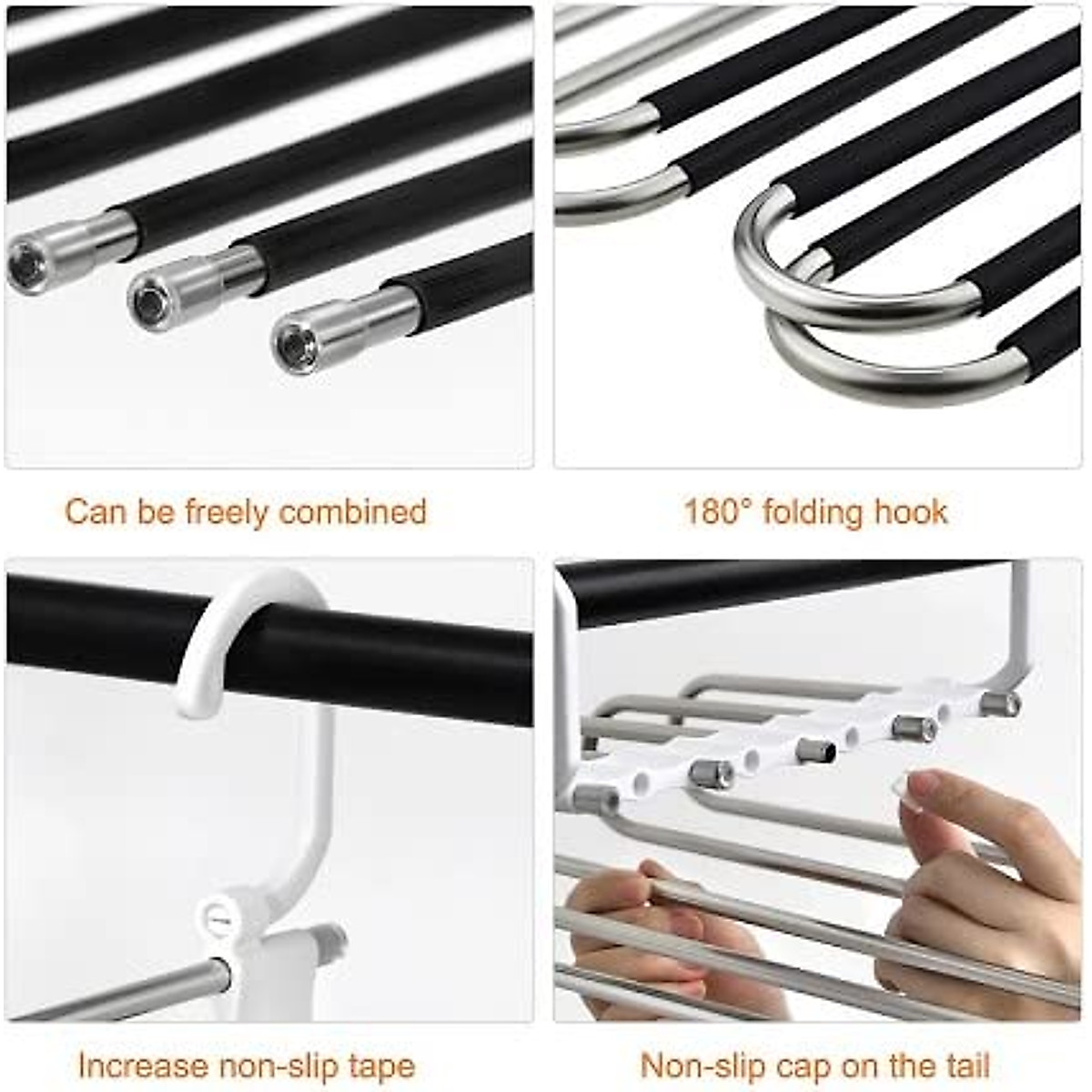 OZUAZ 2 Pack 9 Layers Pants Hangers Space Saving Trousers Hangars Space Saving Hanger Organizer Pant Hangers Multi-Functional Wardrobe Hanger Closet Pants Organizer