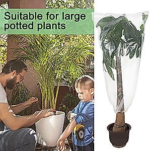 ANPHSIN 6 Pcs Winter Plant Film Cover with Drawstring- 35.4" x 59.1" Plastic Plant Cover Freeze Protection Transparent Waterproof Plant Shelter Bag for Outdoors Garden Plants Shrubs Sapling Crops