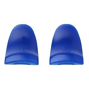 Replacement L2 R2 Buttons Trigger Extender + Silicone Analog Thumb Stick Cap Cover Grip Thumbsticks Joystick for Sony PS4 PS4 Pro Slim Controller (Blue)