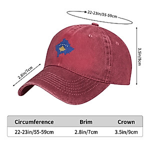 IMEEGIEN Kosovo Terrain Map Baseball Cap for Men Women Vintage Cowboy Hat Adult Casquette Red