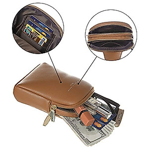 INICAT Small Crossbody Sling Bags Faux Leather Cell Phone Purse for Women Teen Girls(No Touchscreen-brown)