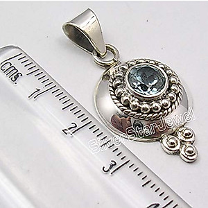 Best Buy Buy Nothing Day Deals SilverStarJewel Blue Topaz Pendant 1.4" 925 Sterling Silver Women New Jewellery