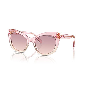 SWAROVSKI SK6020 Sunglasses, Transparent Pink To Clear/Gradient Violet, 55 mm