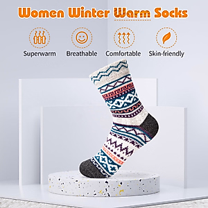 HiTauing 10 Pack Women Socks Winter Wool Sock Gifts for Women Soft Warm Thick Cozy Crew Socks Christmas Gifts Socks One Size