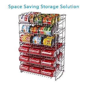 Atlantic Gravity-Fed Compact Double Canrack – Kitchen Organizer, Durable Steel Construction, Stackable or Side-by-Side, PN in Silver