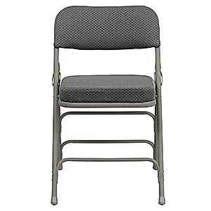 Flash Furniture HERCULES Series Premium Curved Triple Braced & Double Hinged Gray Fabric Metal Folding Chair