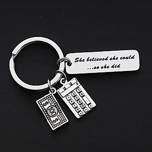 MYOSPARK Accountant Gift She Believed She Could So She Did Calculator Charm Keychain Inspirational Graduation Gift For CPA Accountant Auditor (Calculator Keychain)