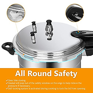 Fulgutonit 5.3 Quart Pressure Cooker, 10 Psi Induction Compatible Pressure Canner w/Multiple Pressure Control & Protection, Canning Rack Included