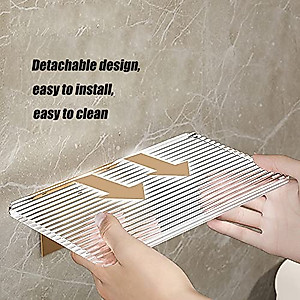 WANLIAN Floating Wall Shelves Shower Phone Holder Wall Mount Acrylic Shelves for Kitchen and Bathroom,Plexiglass Floating Display Shelf for Bathroom, Kitchen, Toilet, Bedroom, Office (Black)