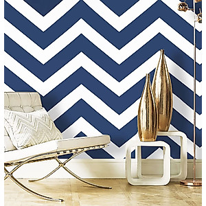 17.3"x118" Peel and Stick Wallpaper White and Blue Stripe Wallpaper Removable Stripe Contact Paper Self-Adhesive Waterproof Wallpaper Decorative Wall Covering Cabinets Furniture Countertop Vinyl Film