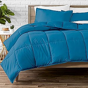 3 Pc Comforter Set -California King ( 98'' x 104'' ) Extra Long - Goose Down Alternative - Ultra-Soft - Premium 800 Series - All Season Warmth Medium Blue