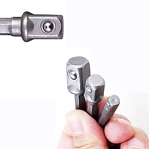 Impact Driver Bit Socket Adapter Set 6PCS Drill Bit Extension Set-1/4” 3/8” 1/2” Hex Shank Impact Socket Adapter Holder 50-73MM Drill Bit Attachments, Drill Tool Accessories-Gray