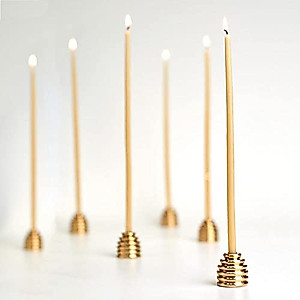 olorvela Beeswax Taper Candles Candlesticks Bulk - Skinny Taper Candles, Thin Beeswax Candles Tall Birthday Candles for Cake, 50pcs 6.3" for Hanukkah, Home Decor, (Yellow)