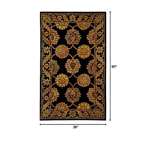 SAFAVIEH Heritage Collection 3' x 5' Black HG314A Handmade Traditional Oriental Premium Wool Area Rug