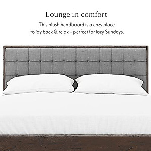 DG Casa Soloman Mid Century Modern Upholstered Platform Bed Frame with Square Button Tufted Headboard and Full Wooden Slats, Box Spring Not Required - King Size in Gray Fabric