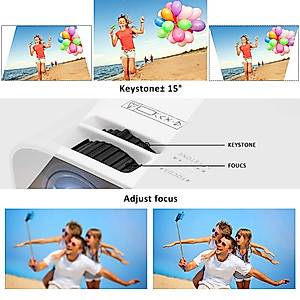 Mini Portable Movie Projector 1080P-Supported - Jimwey Full HD Outdoor Video Projector, with 50000 Hrs LED Lamp Life, Compatible with TV Stick, PS4, HDMI, USB, AV for Home Cinema [2021 Upgraded]