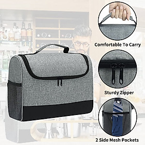 Jaugufiy Canvas Bartender Bag, Portable Travel Carrying,Cocktail Shaker Tool Set Travel Carrying Bag with Handle, Portable Travel Bar Carrier for Bar Kit, Bag Only（Grey）