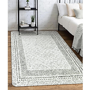 Uphome Moroccan Washable 5x7 Rug, Soft Non-Slip Boho Large Area Rug, Modern Geometric Diamond Living Room Carpet, Farmhouse Bohemian Printed Indoor Floor Mat for Bedroom Dining Sofa Nursery