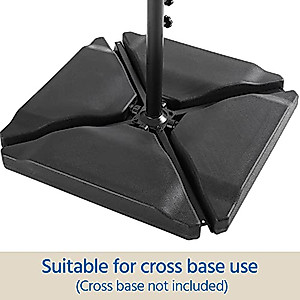 Yaheetech 4PCS Umbrella Base Heavy-Duty Square Cantilever Offset Patio Umbrella Stand - Outdoor Banana Parasol Umbrella Base Weight Water or Sand Filled for Garden Lawn Backyard Market, Black