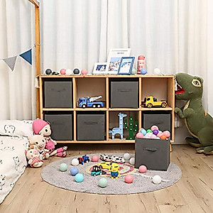 C&AHOME Cube Storage Bins 6-Pack Foldable Fabric Storage Cubes Baskets Containers Drawers with Dual Handles, Toys Closet Storage Box for Organizing Shelf, 10.5" L x 10.5" W x 11" H, Dark Grey