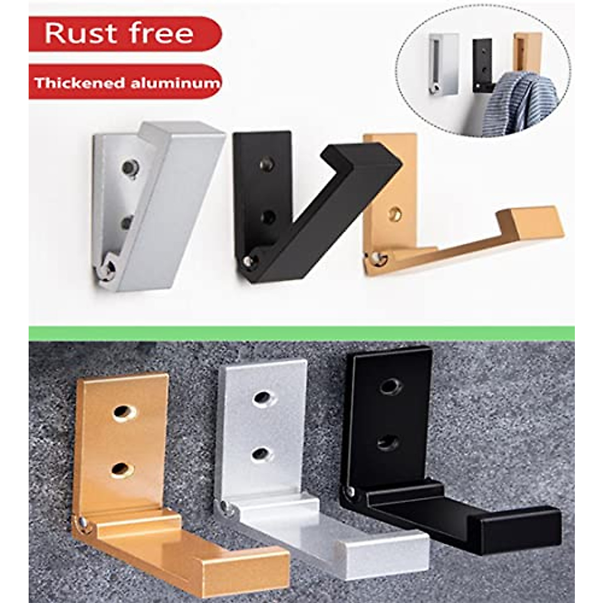 szhdx Folding Coat Hooks, 6Pcs Heavy Duty Wall Hooks, Aluminum Alloy Foldable Headphone Holder Hooks Wall Mounted with 12 Screws for Hanging Coat, Hat, Towel, Bag,( MatteSilver)