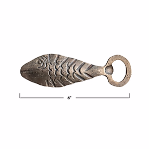 Creative Co-Op Coastal Metal Fish Shaped, Antique Gold Finish Bottle Opener