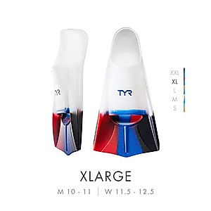 TYR Stryker Silicone Swim Fin for Racing and Training, X-Large, Navy/Red/Clear