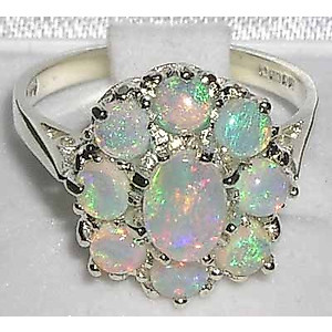 LetsBuyGold 925 Sterling Silver Natural Opal Womens Promise Ring - Size 6.5
