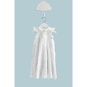 Mud Pie Girls Christening Gown, White, 0-6 Months