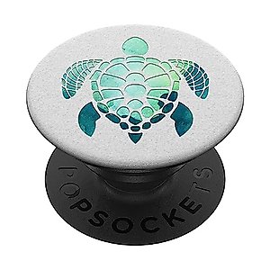 Green Watercolor Turtle Phone Grip On a White PopSockets Swappable PopGrip