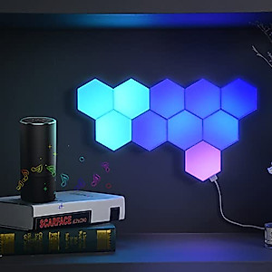 Yescom APP Control Hexagon LED Lights 10 Pack WiFi Wall Hex Light Gifts Gaming Room Bedroom Decor Work with Alexa Google