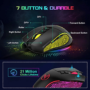 SELORSS Gaming RGB Wired Keyboard and Mouse Combo - USB Gaming Keyboard Compact 61 Keys RGB LED Backlit & Gaming Mouse 6400 DPI - Wired Switch Contoller for Nintendo,Windows PC Gamers,PS4-4 in 1