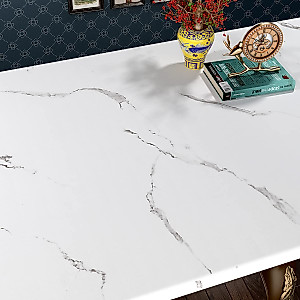 FunStick White Marble Contact Paper Peel and Stick Countertop Covers for Bathroom Kitchen Counter Top Wallpaper