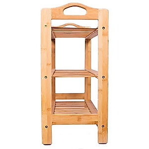 BirdRock Home 3 Tier Free Standing Shoe Rack with Handles - Natural Bamboo - Wood - Closets and Entryway - Storage Organizer Stand - Fits 9 Pairs of Shoes